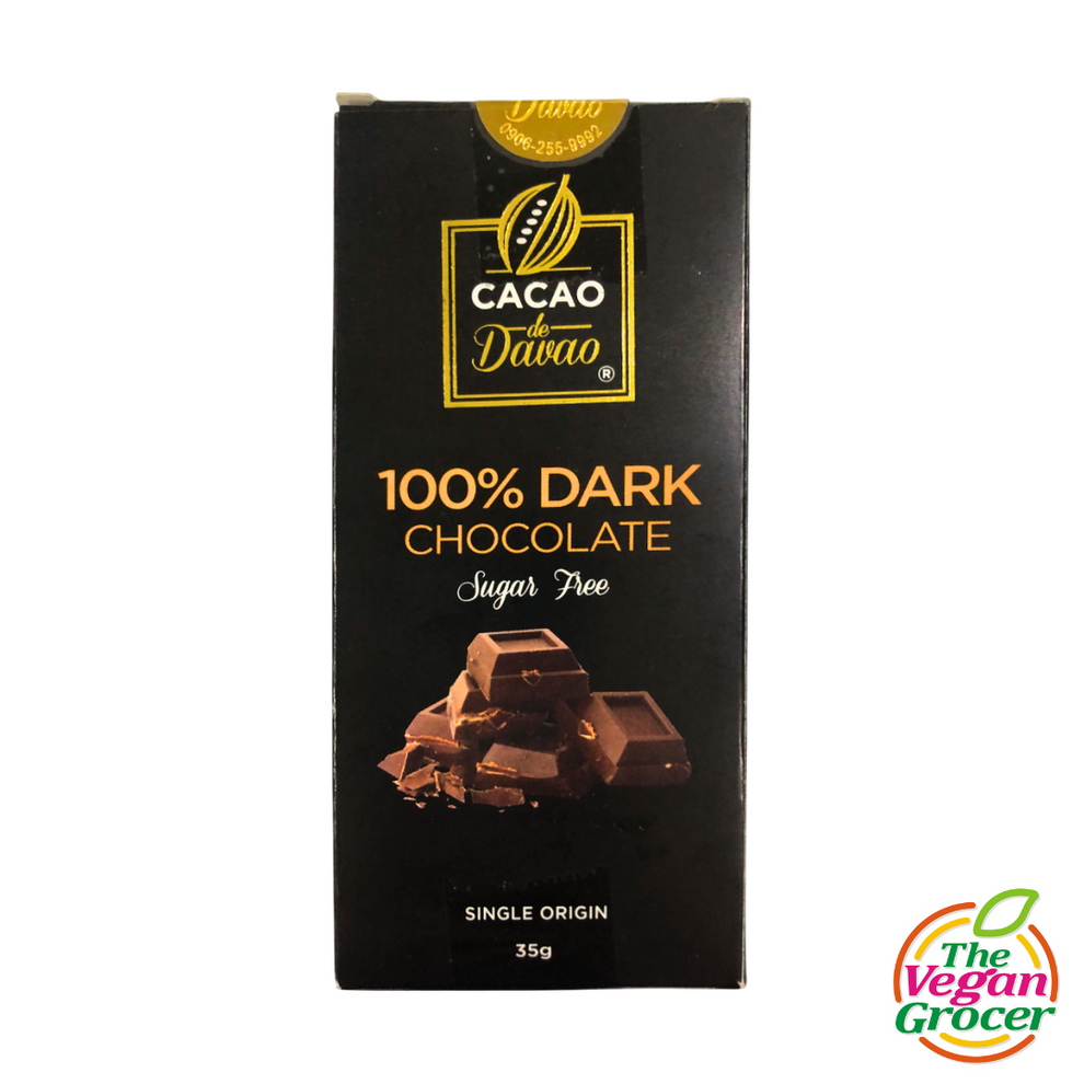 Cacao de Davao 100% Dark Chocolate (sugar-free) 35g – The Vegan Grocer Ph