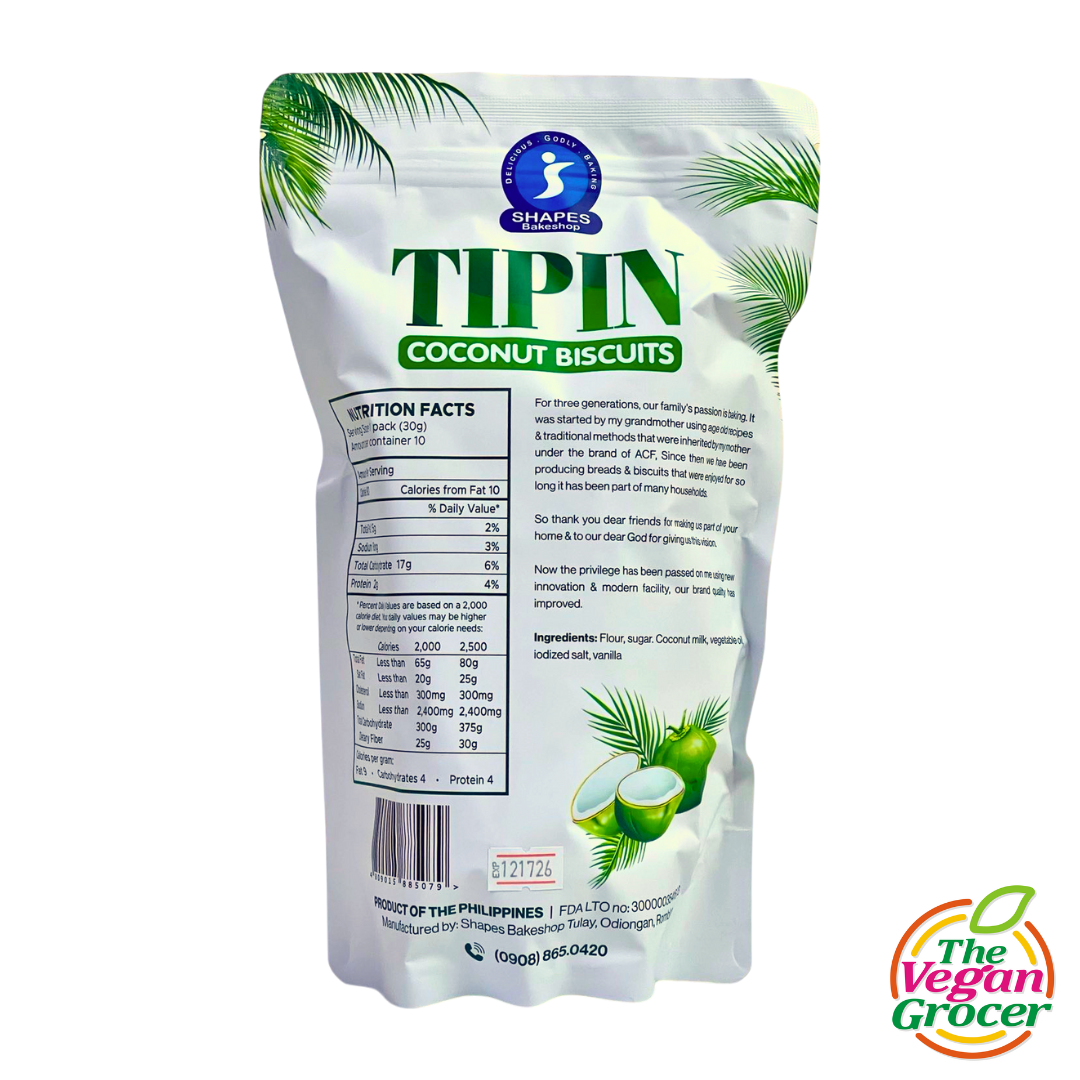 Tipin Coconut Biscuit 350g – The Vegan Grocer Ph